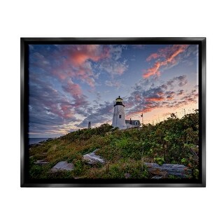Stupell Nautical Lighthouse Pink Clouds Landscape Framed Floater Canvas ...
