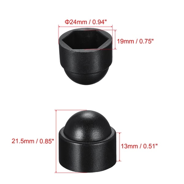 Plastic Dome Bolt Nut Protection Cap M12 / 19mm Hex Screw Cover Black ...
