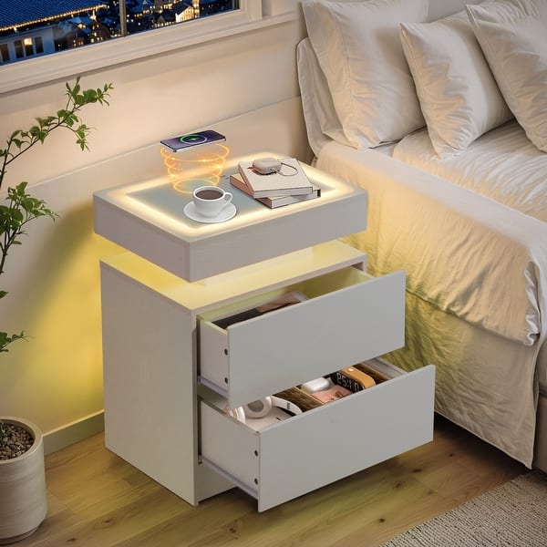 floating bedside table with led light