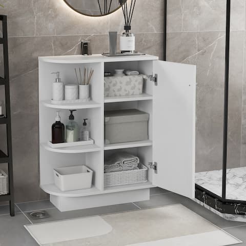 White Open Style Shelf Cabinet with Adjustable Plates Ample Space ...