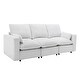 White Teddy Fabric 3-Seat Sofa with Removable Cushions - Bed Bath ...
