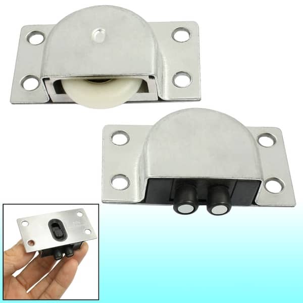 Wardrobe Closet Single PU Wheel Sliding Door Roller Set Silver Tone ...