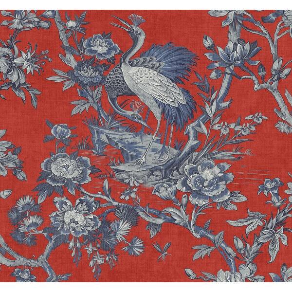 Seabrook Designs Alice Crane Toile Unpasted Wallpaper - Bed Bath ...