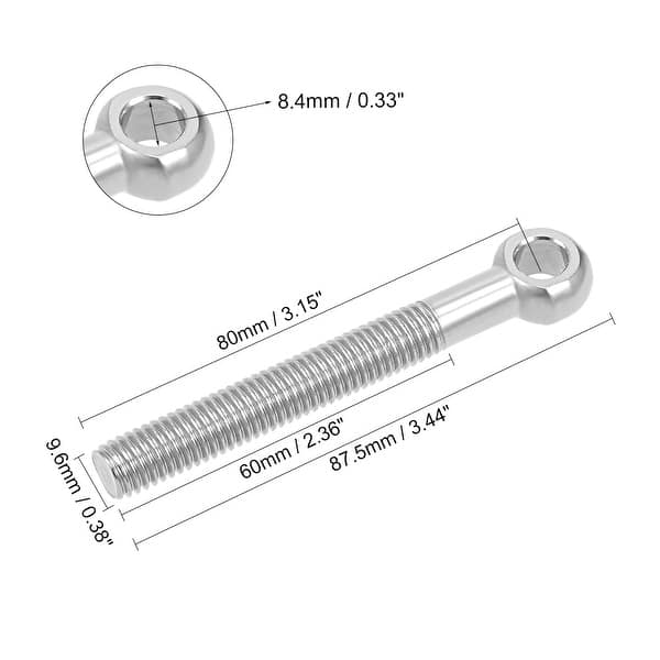 M10x80mm Stainless Steel Machine Shoulder Lift Eye Bolt Rigging 10pcs ...