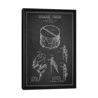 iCanvas "Snare Drum Charcoal Patent Blueprint" by Aged Pixel Framed ...