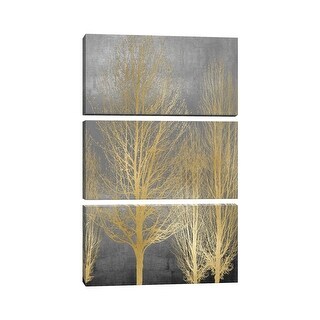 iCanvas "Gold Trees On Gray Panel II" by Kate Bennett 3-Piece Canvas ...