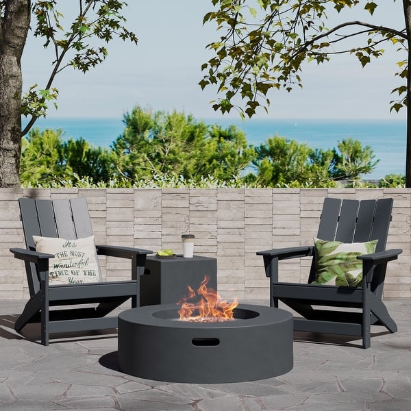 Encino Resin Outdoor Adirondack Chairs and 50,000 BTU Circular Propane ...