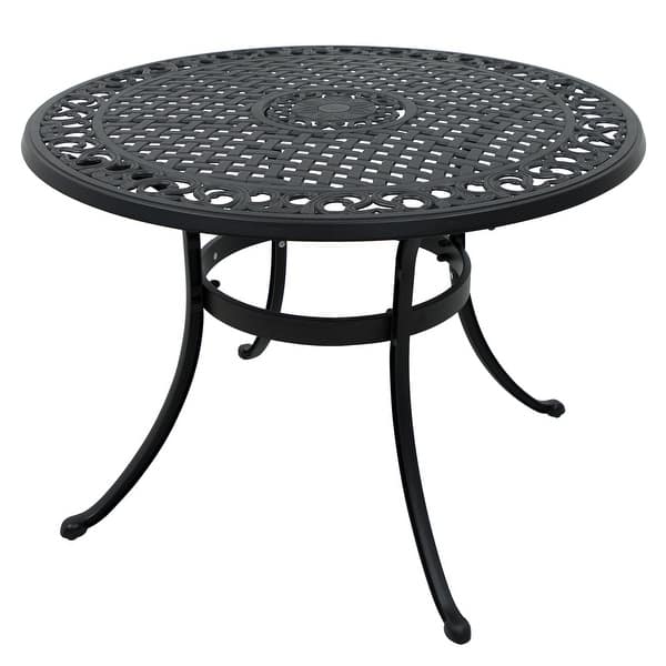 42 Inch Round Patio Bistro Table Aluminum Outdoor Garden Coffee Table ...