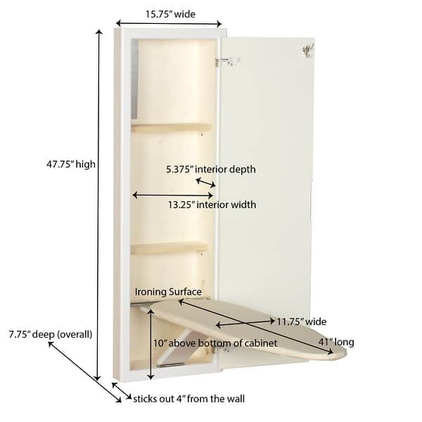 Household Essentials StowAway In-Wall Ironing Board Cabinet with Built ...