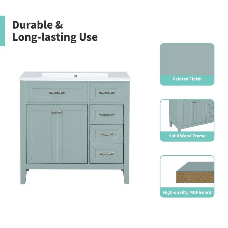 (Base Only) 36" Bathroom Vanity without Sink, Bathroom Cabinet with ...