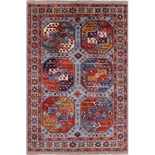 Golden Nile Blue Turkmen Ersari Hand Knotted Wool Rug - 3' 4" X 5' 0 ...
