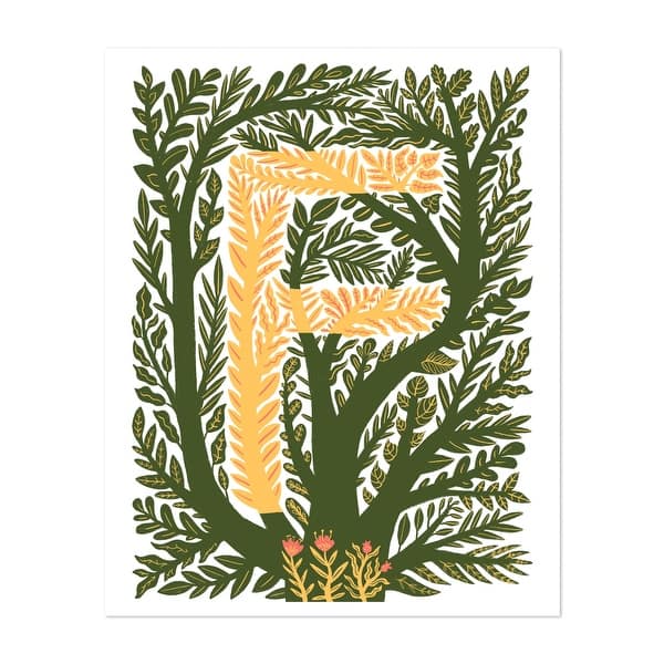 Botanical Letter F Monogram Typography Alphabet Art Print/Poster - Bed ...