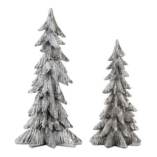 Glittered Silver Pine Tree (Set of 2) - Bed Bath & Beyond - 40831502