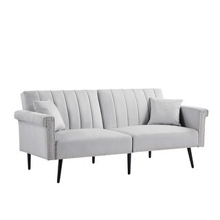 77" Sleeper Sofa, Split Back Sofa, With Nailhead Rolled Arm Sofa - Bed ...