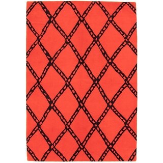 Hand-knotted Zen Red Wool Rug - 6'0" x 9'0"/6'0 x 9'0 - Bed Bath ...