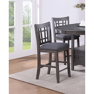 Set of 2pc High Chairs Dining Room Furniture Gray Solid wood Counter ...