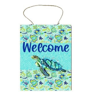 Sea Turtle Welcome Beach Handmade Wood Sign 7" x 9.5" - Bed Bath ...