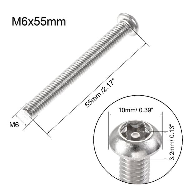 M6x55mm Torx Security Machine Screw 20pcs Pan Head Screws w T30 L-Type ...