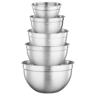 Mixing Bowls Set of 5, 18/8 Stainless Steel Kitchen Bowls, Metal Mixing ...
