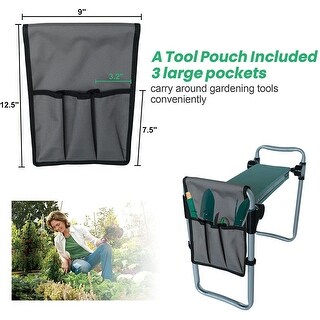 Outdoor-Indoor Kneeler and Seat Stool Foldable Bench with Tool Pocket ...