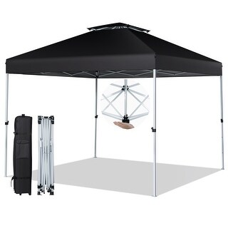Gymax 2-Tier 10' x 10' Pop-up Canopy Tent Instant Gazebo Adjustable ...