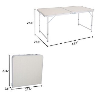 4FT Folding Table Aluminium Alloy Indoor Outdoor Picnic Party - White ...