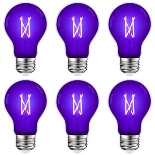 Luxrite A19 Edison UV LED Black Light Bulb, 6W Filament Blacklight Bulb ...