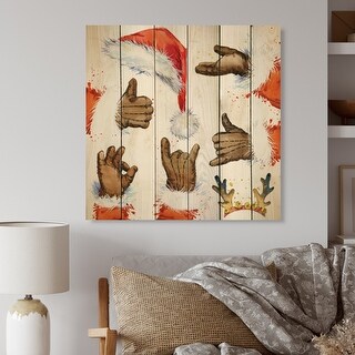 Designart 'Christmas Holiday Fancy Santa Claus' Traditional Wood Wall ...