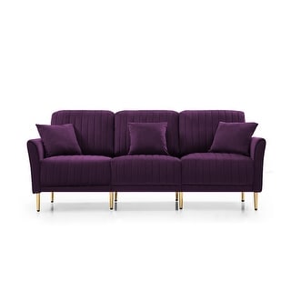 Purple Elegant Velvet Upholstered Loveseat Sofa Settee with Deep ...