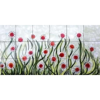 36in x 18in Floral Backsplash Design 18pc Tile Ceramic Wall Mural - Bed ...