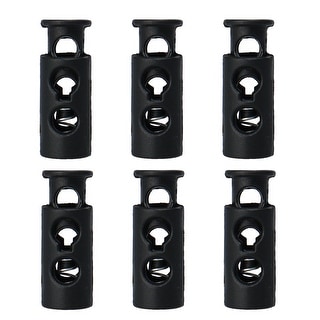 6pcs Spring Cord Locks Double Hole End Stopper Fastener Slider Black ...