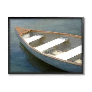 Stupell Lone Canoe Boat Floating Deep Lake Framed Giclee Texturized ...