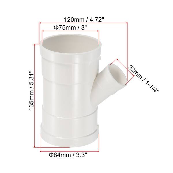 Wye Pipe Fitting, Y-Shape Splitter Duct Hose Connector for Drain Tubes ...