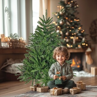 4.5ft Full Hinged Spruce Artificial Christmas Tree with 663 Tips, Metal ...