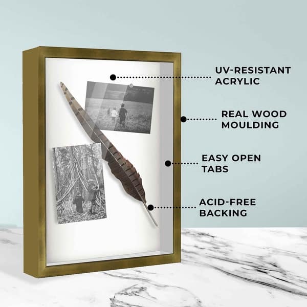 26x23 Shadow Box Frame Gold Real Wood Contemporary Shadowbox Display ...