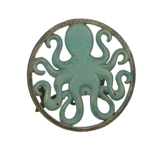 Zeckos Green Cast Iron Octopus Wall Mount Garden Hose Hanger - 12.25 X ...