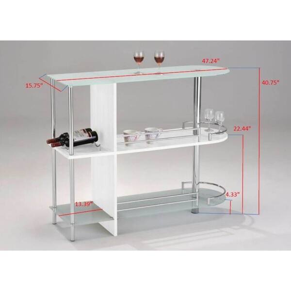 Pilaster Design White Wood & Chrome Metal Axel Pub Bistro Bar Table ...