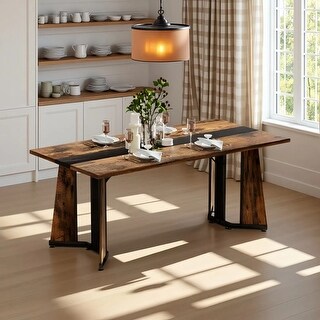 Large Rectangular Dining Table for 8 People With Waterproof Tabletop ...