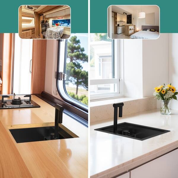 Black RV Sink with faucet and a foldable tap inside - On Sale - Bed ...