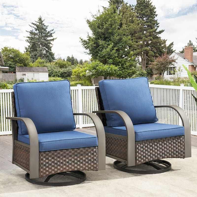 Gymojoy Industrial Style Outdoor Wicker Patio Chairs Set of 2 ...