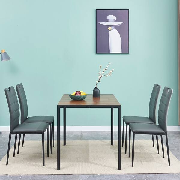 Modern Dining Table MDF Density Board Desktop Metal Pipe Spraying Legs ...