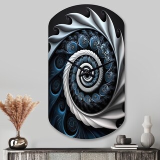 Blue And White Stained Liquid Glass II - Abstract Spirals Wall Clock in ...