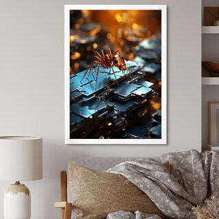 Designart "Digital Antics Pixelated Ant" Animals Ant Framed Canvas Wall ...