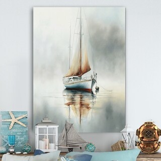 Designart 'Boat On The Lake II' Coastal Boat Canvas Wall Art - Bed Bath ...