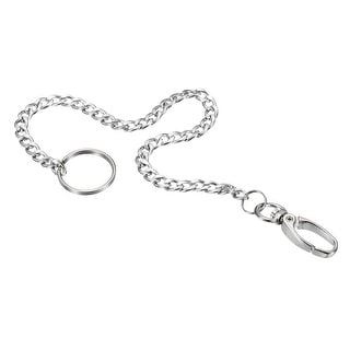 Flat Keychain with Key Ring Clasp Stainless Steel Belt Loop, Silver ...