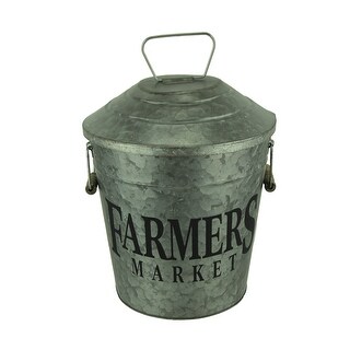 Galvanized Metal Decorative Vintage Farmers Market Pail - 12 X 10 X 10 ...