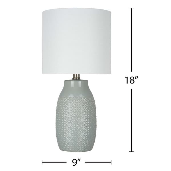 18" Grey Reactive Glaze Ceramic Table Lamp, LED Bulb Included - 9x9x18 ...