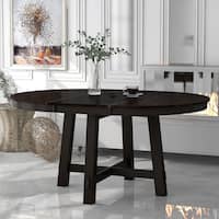 Farmhouse Round Extendable Dining Table with 16" Leaf Wood - On Sale ...