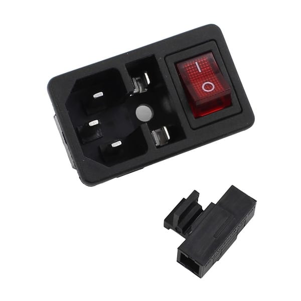 AC 250V 10A Red Indicator Rocker Switch Fuse Holder Power Inlet Socket ...