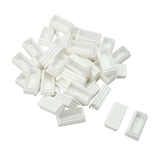 50pcs 25 x 50mm Plastic Rectangle Ribbed Tube Inserts End Cover Pad ...